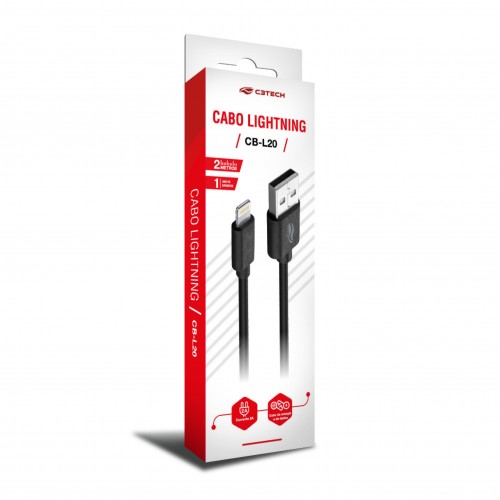 CABO USB-LIGHTNING 2M 2A CB-L20BK - C3TECH